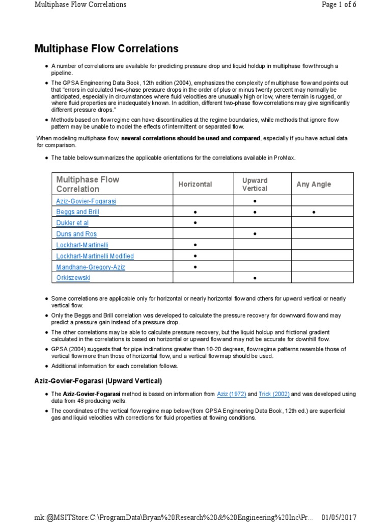 Two Phase Flow Regime Correlations ProMax | PDF | Fluid Dynamics ...
