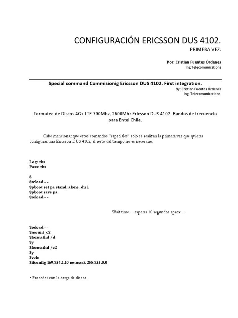 Integration Ericsson DUS 4102. First Time. | PDF