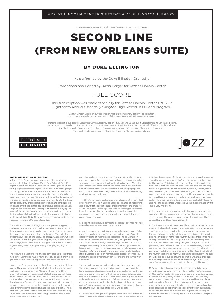 Second Line - Duke Ellington Score | PDF | Drum Kit | Jazz