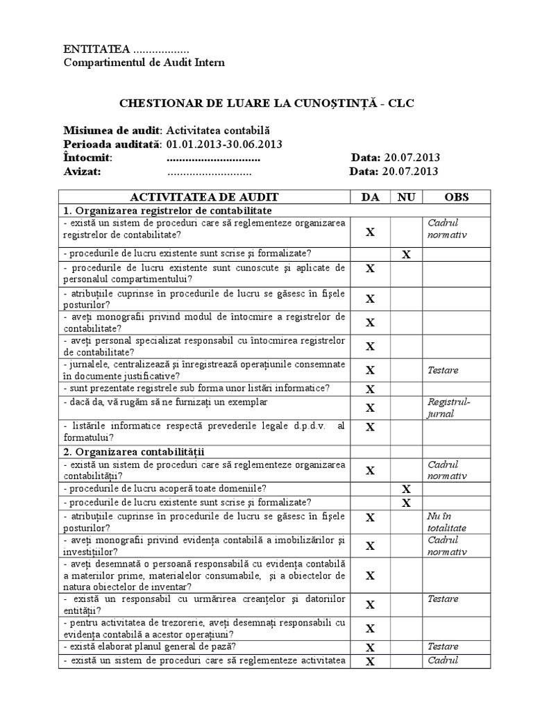 1 Chestionar Luare La Cunostinta CLC