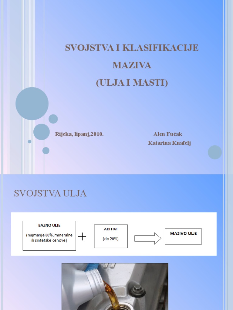 Svojstva I Klasifikacije Maziva | PDF