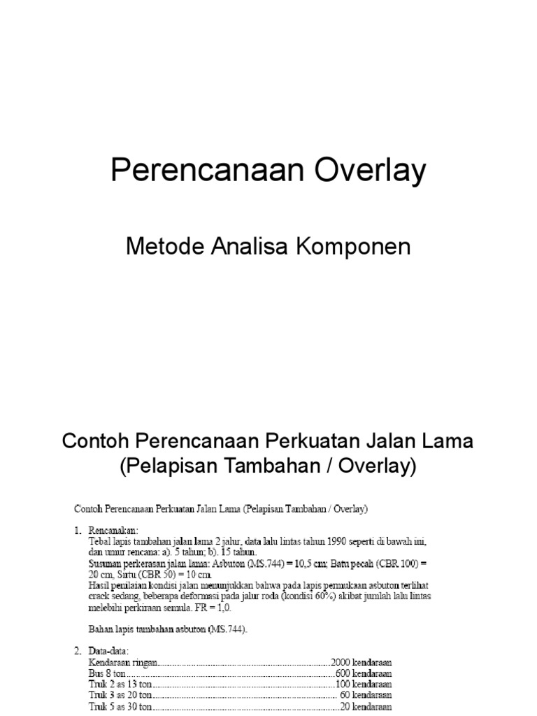 Perencanaan Overlay Jalan: Metode & Contoh | PDF
