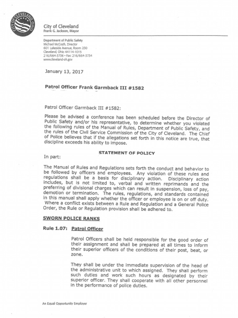 Frank Garmback III Charge Letter | PDF