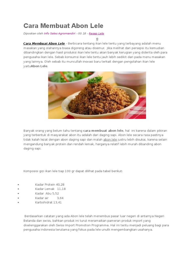 Cara Membuat Abon Lele | PDF