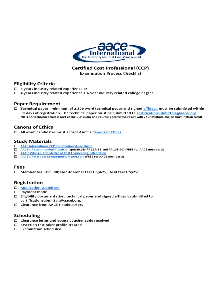 CCP CertificationChecklist | PDF
