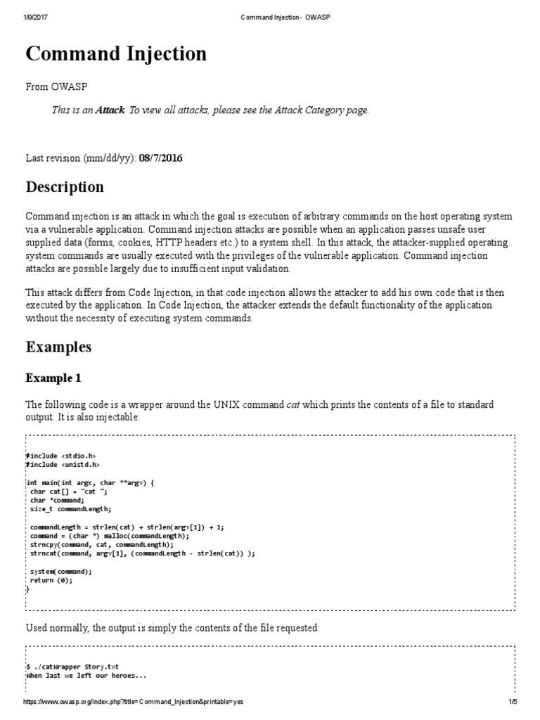 Command Injection - OWASP | PDF | Command Line Interface | Parameter (Computer Programming)