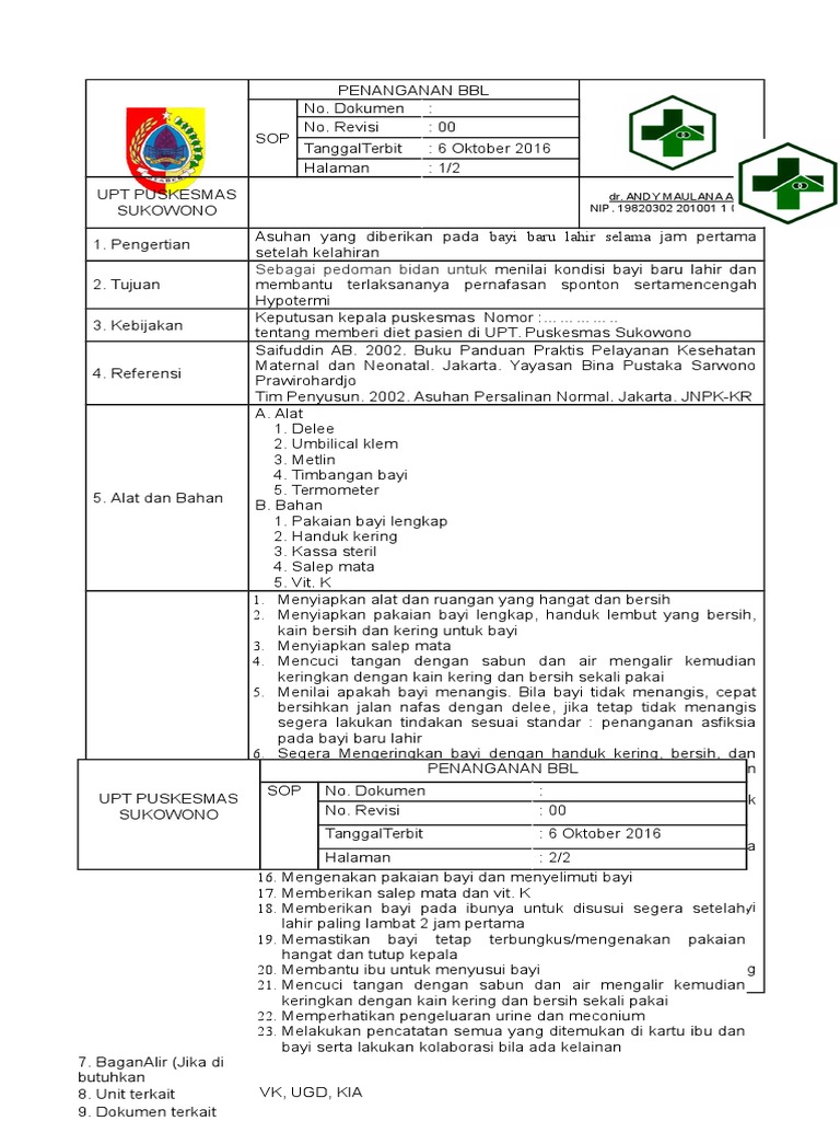 Sop Penanganan BBL | PDF