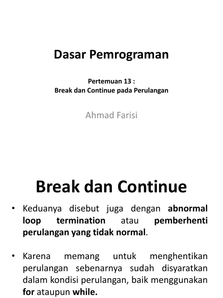 Break Dan Continue Dalam Python | PDF