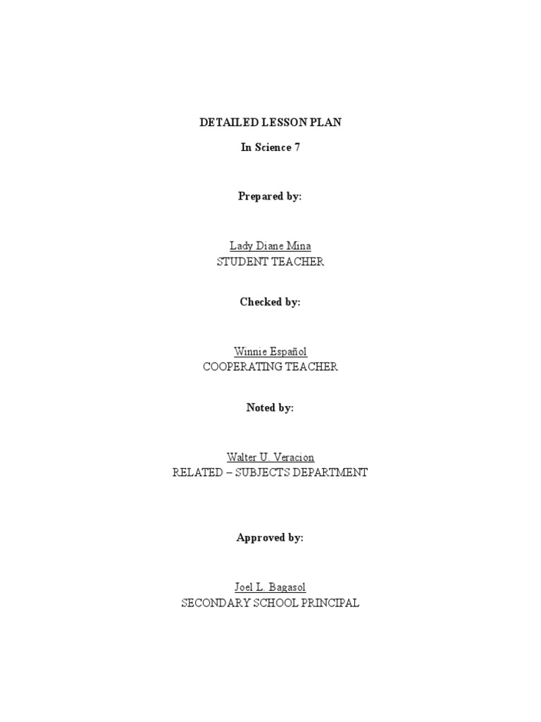 Detailed Lesson Plan Front. | PDF