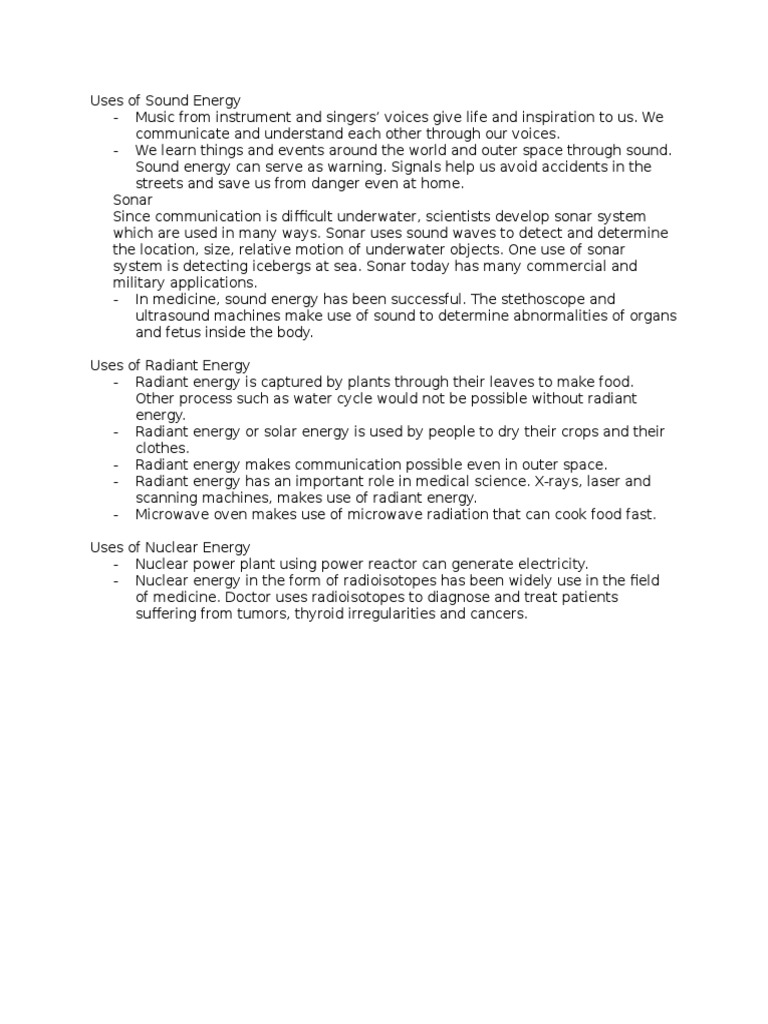 Uses of Sound Energy | PDF | Sonar | Sound