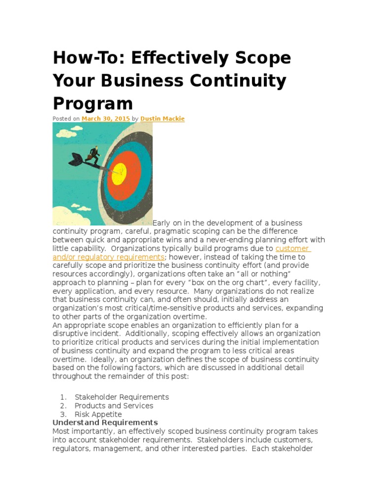 Effectively Scope Your Business Continuity Program | PDF | Business ...
