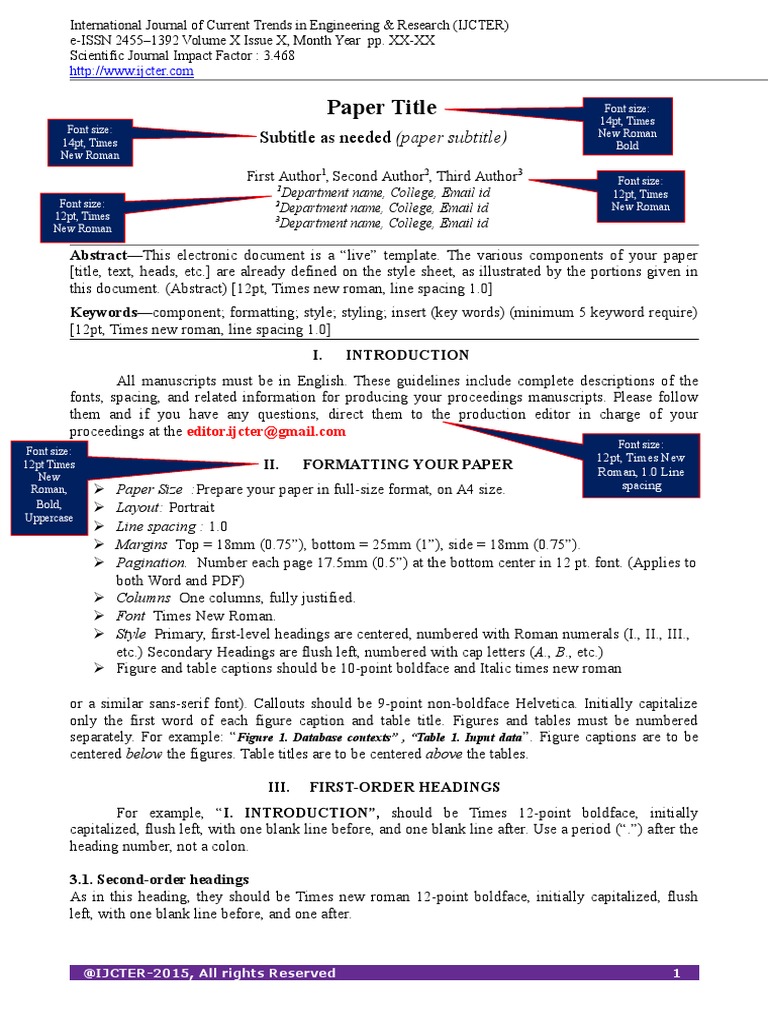 IJCTER Paper Format-2016 | PDF | Times New Roman | Typefaces