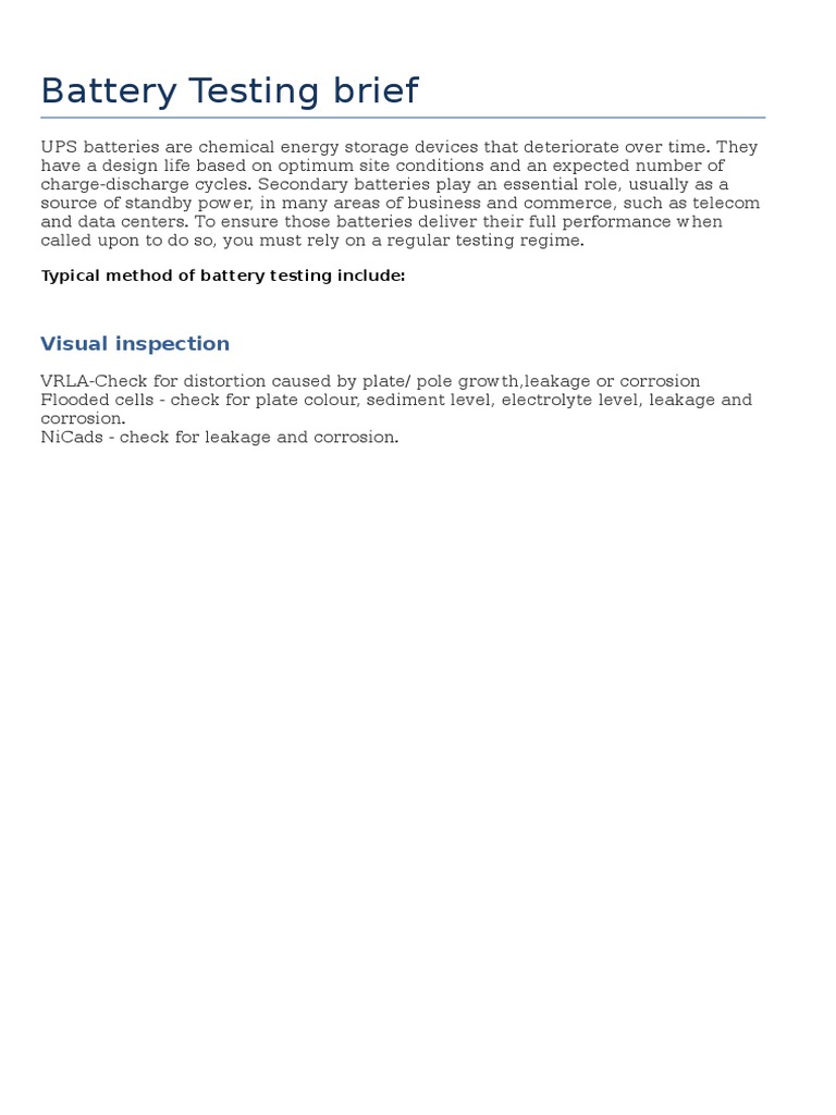 Battery Testing Brief | PDF