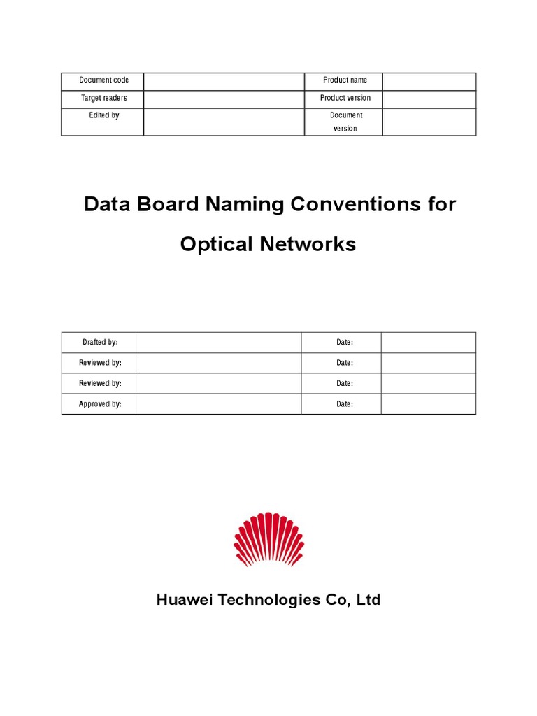 Data Board Naming Conventions For Optical Networks: Huawei Technologies ...