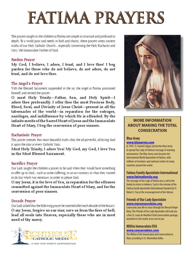 4 Fatima Prayers | PDF | Our Lady Of Fátima | Roman Catholic Devotions