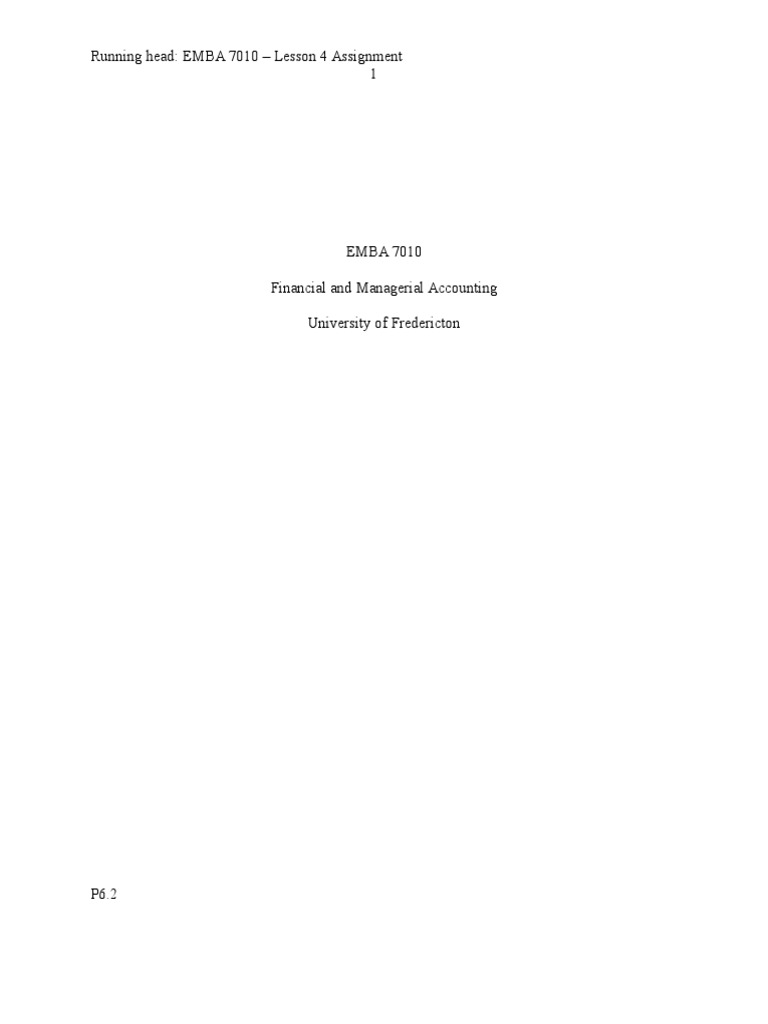 EMBA 7010 Assignment II - Lesson 4 Solution | PDF | Cost Of Goods Sold ...