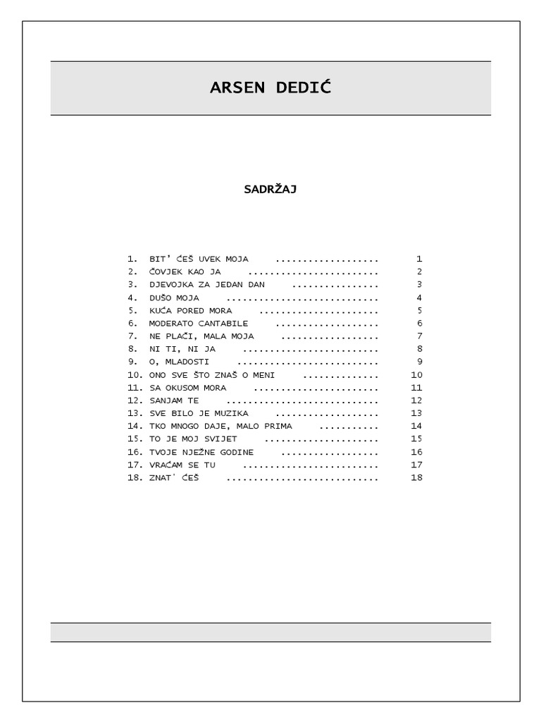 Arsen Dedic PDF | PDF