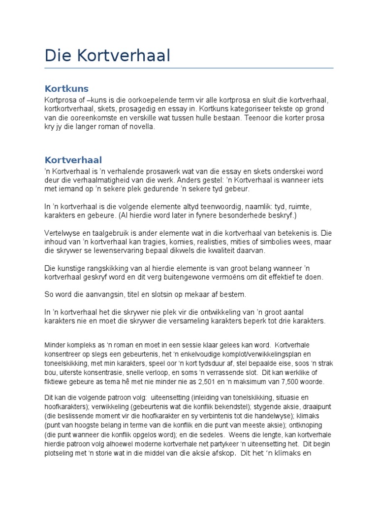 Die Kortverhaal | PDF