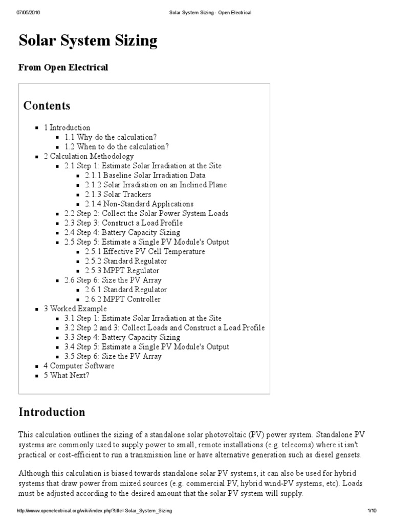 Solar System Sizing | PDF | Photovoltaic System | Photovoltaics