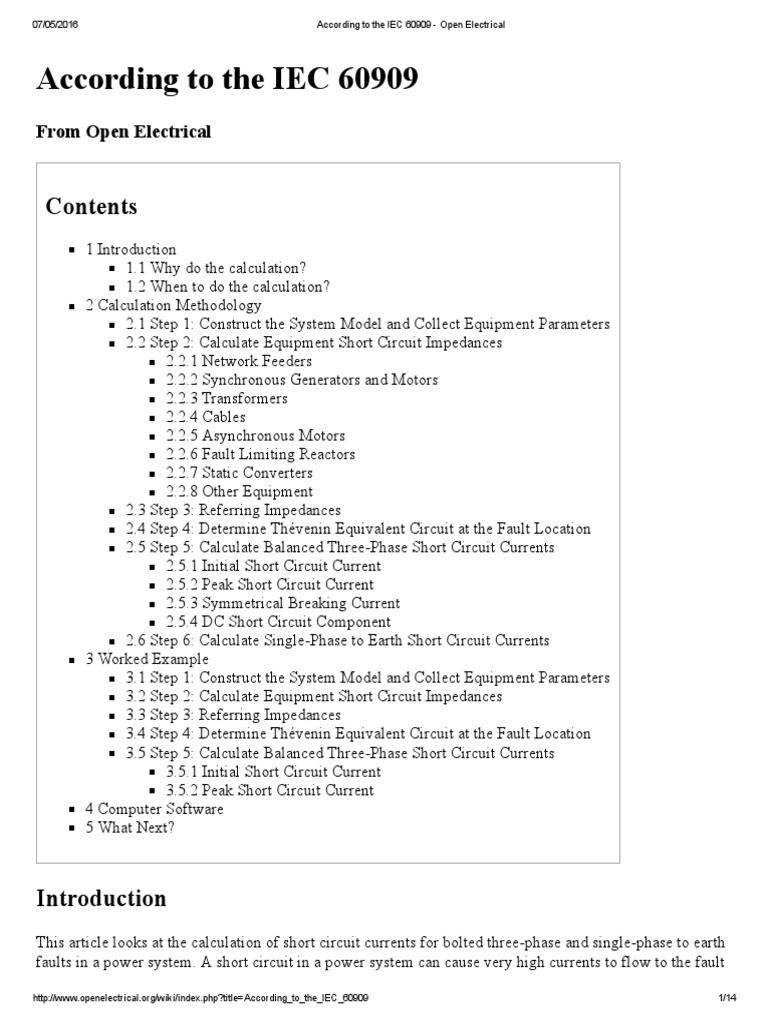 Short Circuit According To The IEC 60909 - Open Electrical | PDF ...