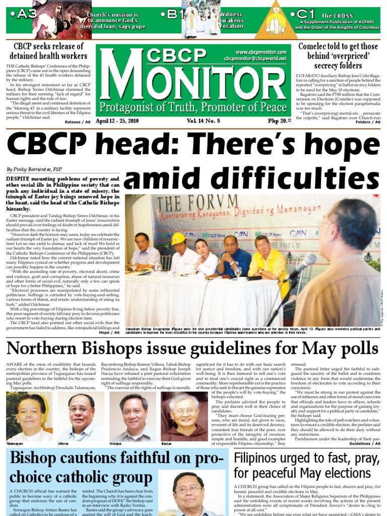 CBCP Monitor Vol14-N8 | PDF | Synod | Pope