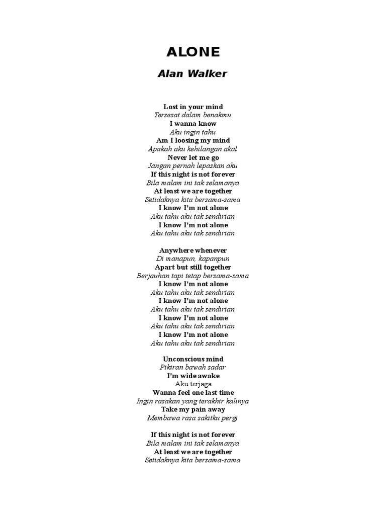 Lirik Lagu Alone | PDF