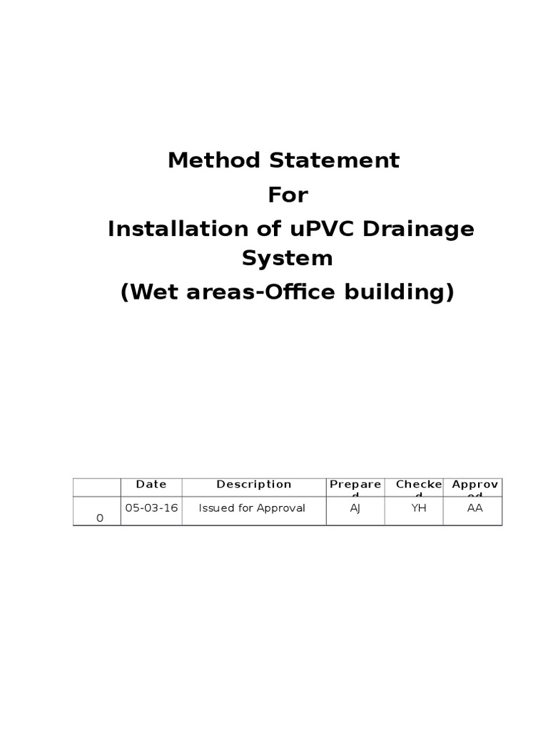 uPVC Drainage Installation Method Statement | PDF | Pipe (Fluid ...