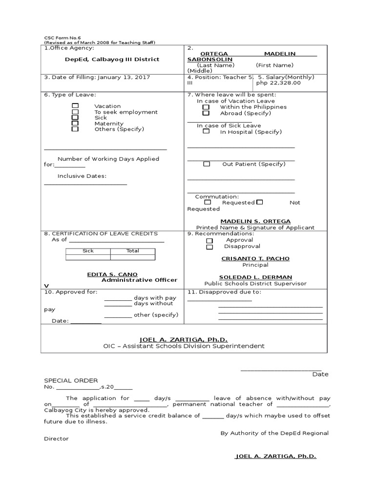 CSC Form No 6 (NEW) | PDF