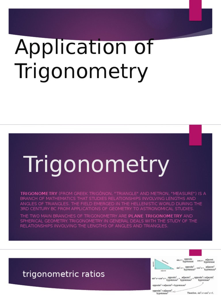Application of Trigonometry | PDF | Trigonometry | Trigonometric Functions