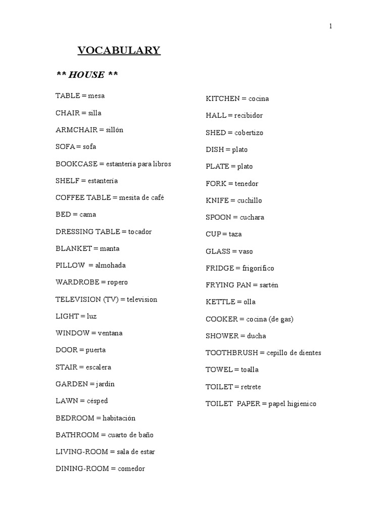 Basic Vocabulary | PDF