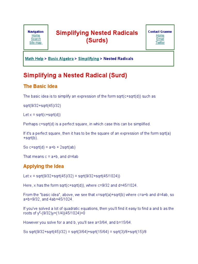 Surds | PDF | Square Root | Factorization