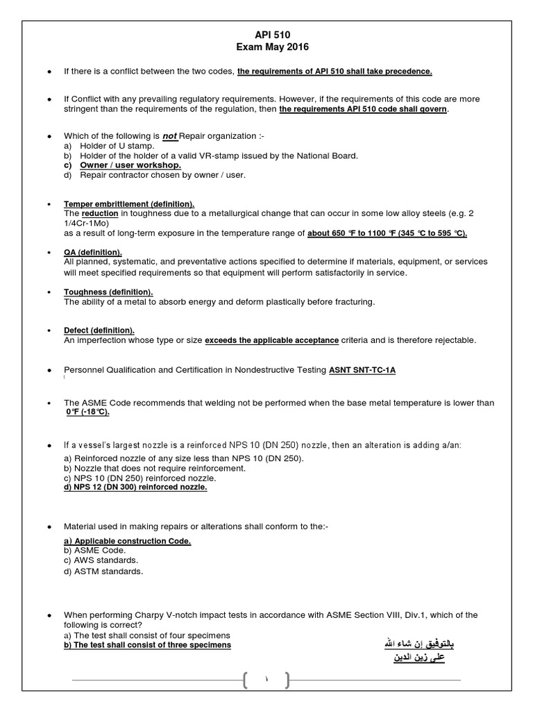 API 510 Exam May 2016 | PDF | Welding | Construction