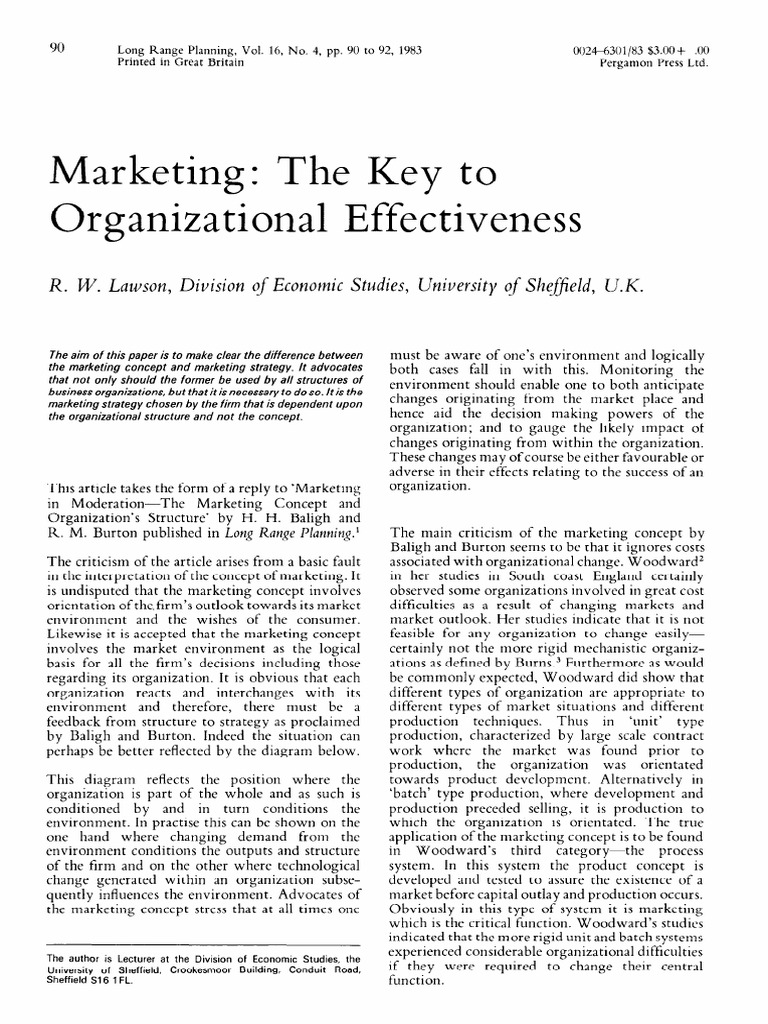 Marketing: The Key To Organizational Effectiveness | PDF | Life Cycle ...