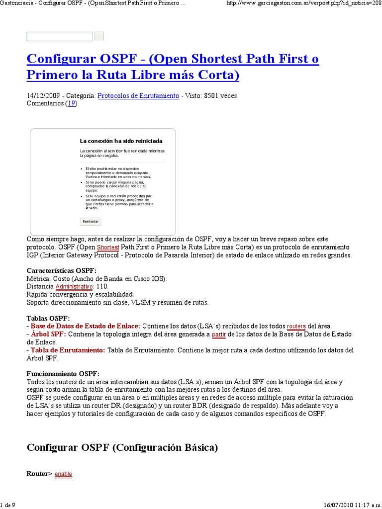 Configurar Ospf... | PDF | Enrutador (Computación) | Edad de información