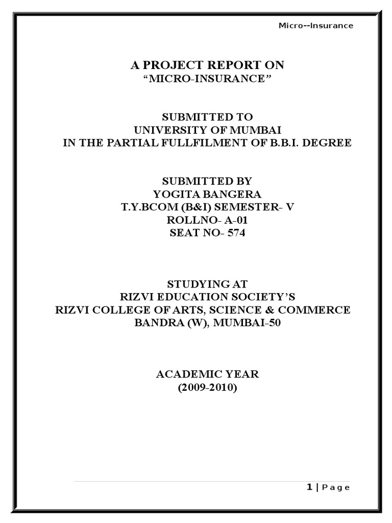 Micro Insurance Project | Download Free PDF | Life Insurance | Insurance