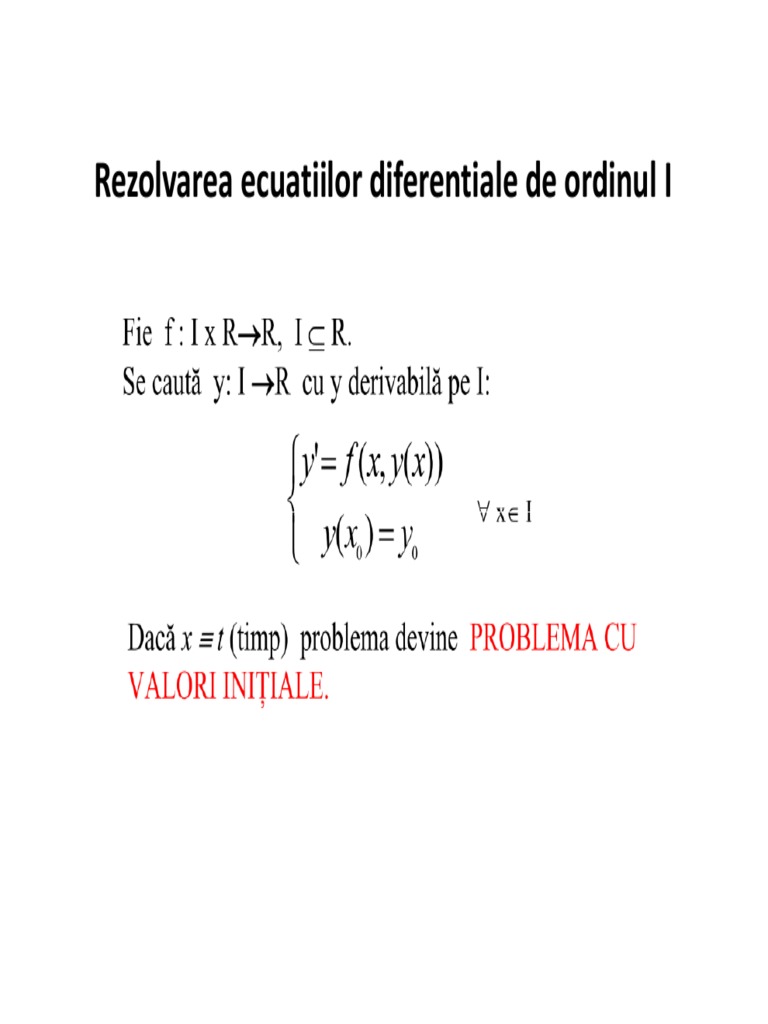 Rezolvarea Ecuatiilor Diferentiale de Ordinul I | PDF