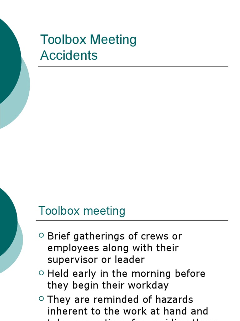 Toolbox Safety Meetings Prevent Workplace Accidents | PDF | First Aid ...