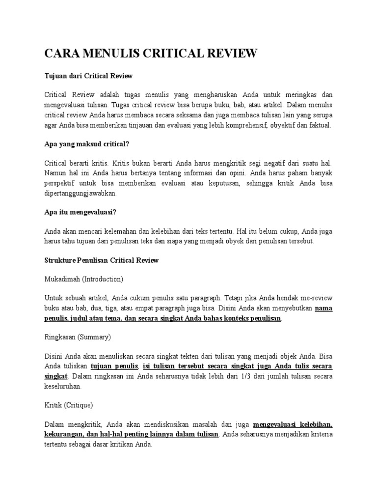 Cara Menulis Critical Review | PDF