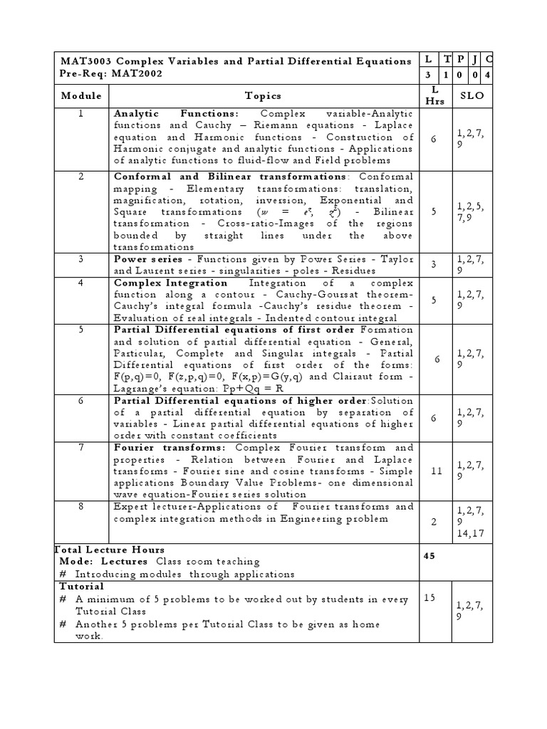 Complex Variables & PDE Course Overview | PDF | Complex Analysis | Integral