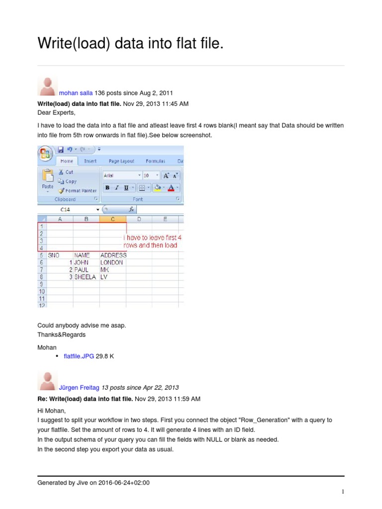 Load The Data Into A Flat File and Atleast Leave First 4 Rows Blank ...