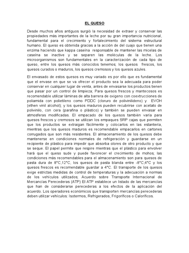 El Queso - Resumen | PDF | Queso | Leche