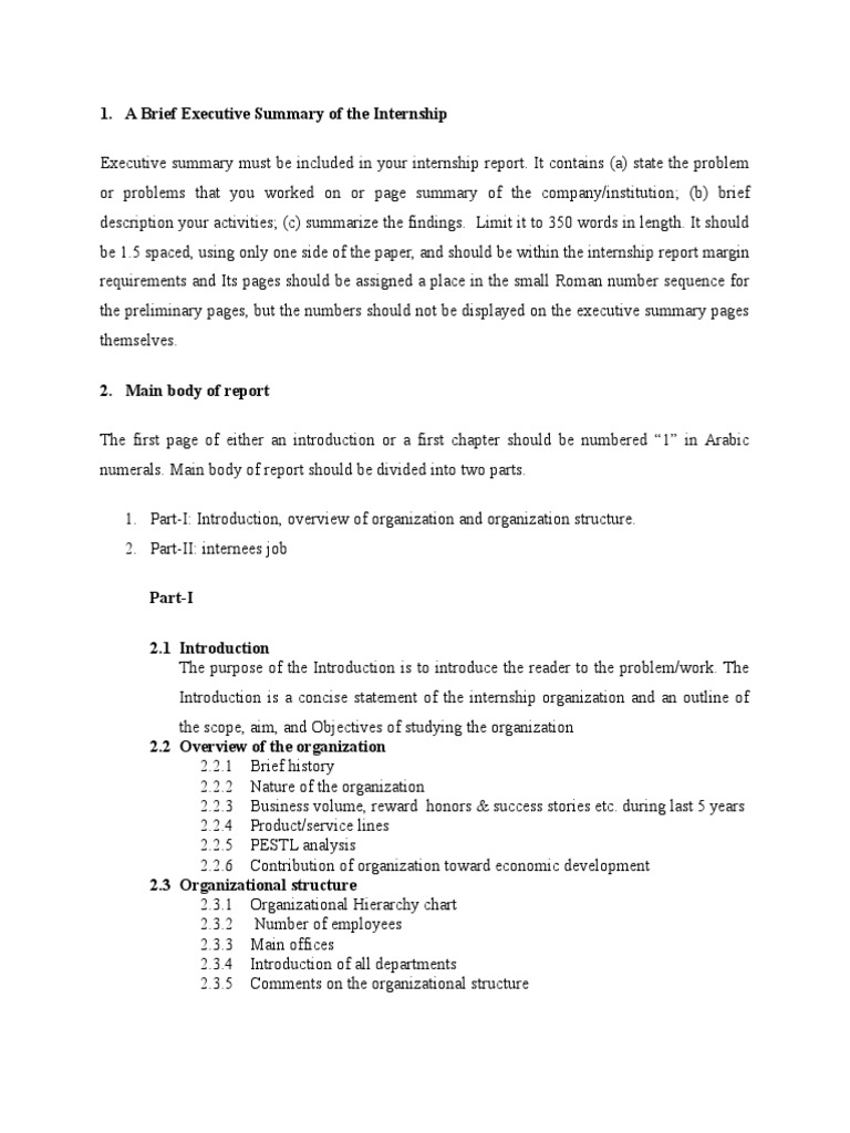 A Brief Executive Summary of The Internship | PDF | Internship | Job ...