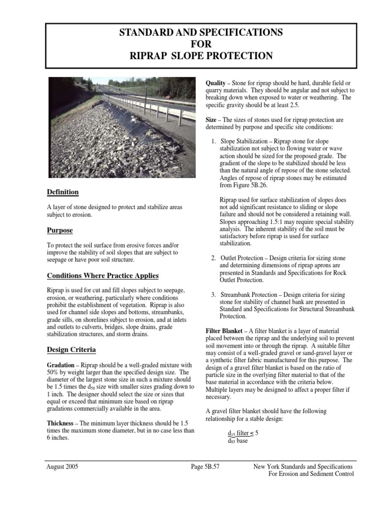 Standard And Specifications FOR Riprap Slope Protection