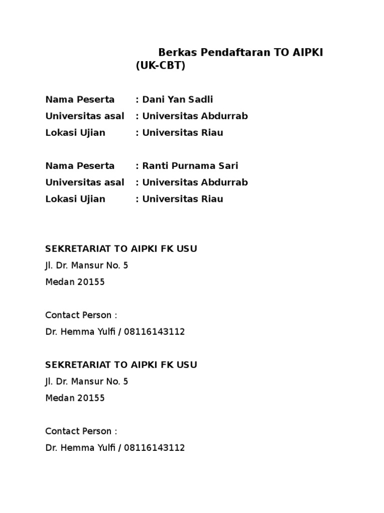 Berkas Pendaftaran To AIPKI | PDF