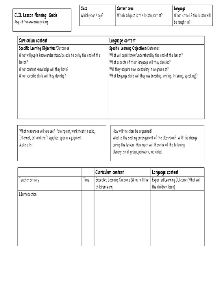 CLIL Lesson Planning Guide2 | PDF