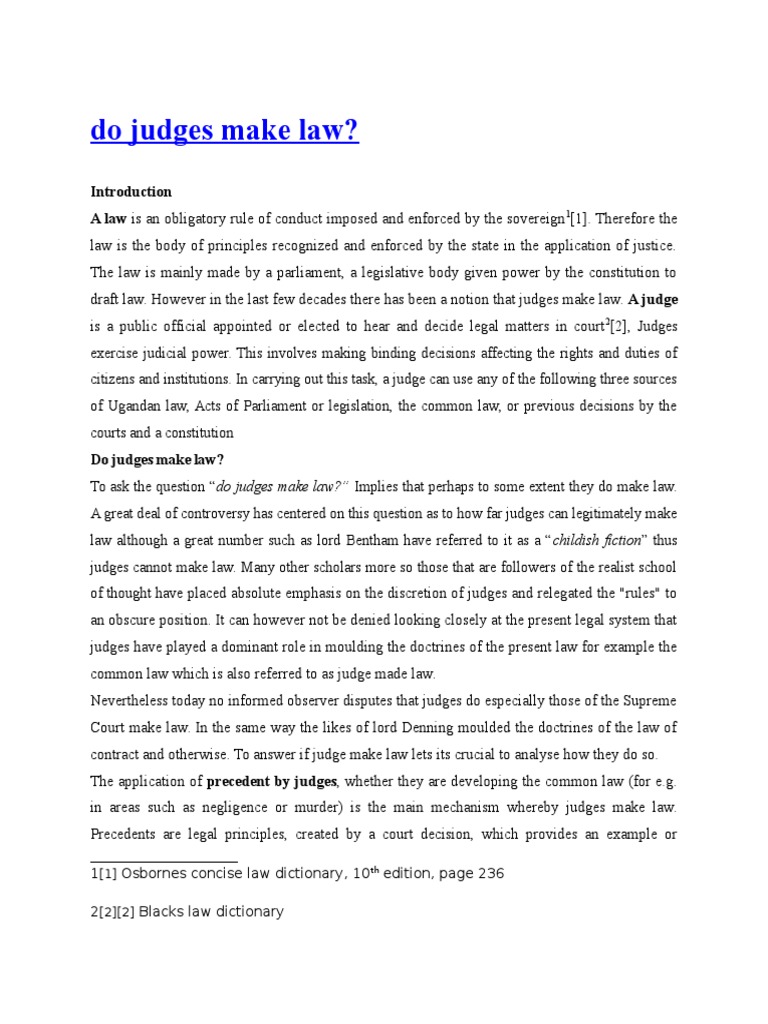 Do Judges Make Law.. | PDF | Precedent | Statutory Interpretation