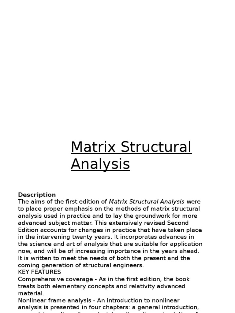 Matrix Structural Analysis | PDF