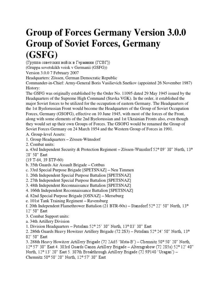 Group of Forces Germany Version 3.0.0 Group of Soviet Forces, Germany ...