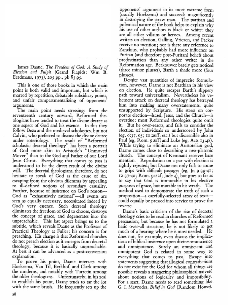 Analysis of James Daane's The Freedom of God examines debates around ...