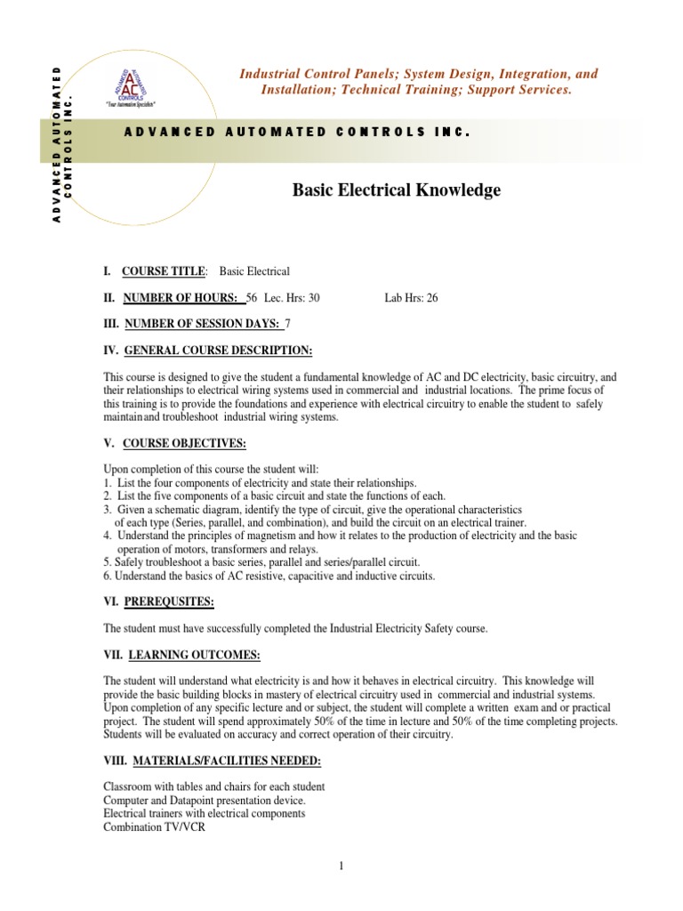 Basic Electrical Knowledge | PDF | Series And Parallel Circuits ...